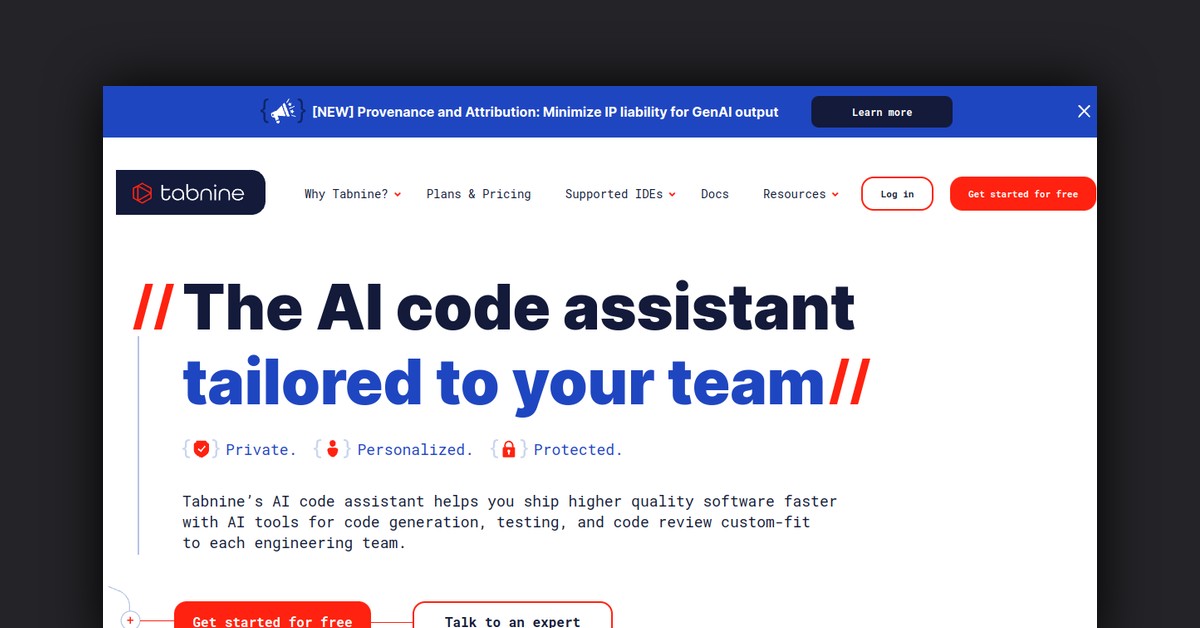 Tabnine: AI Coding Assistant for Faster and Safer Development | Deepgram